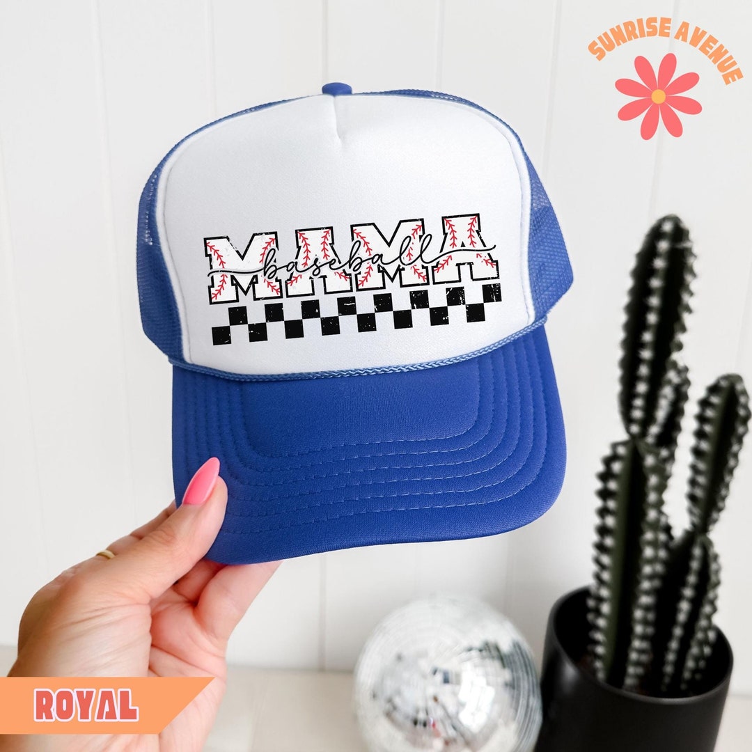 Baseball Mama Trucker Hat, Retro Checkered Baseball Mama Hat, Trendy ...