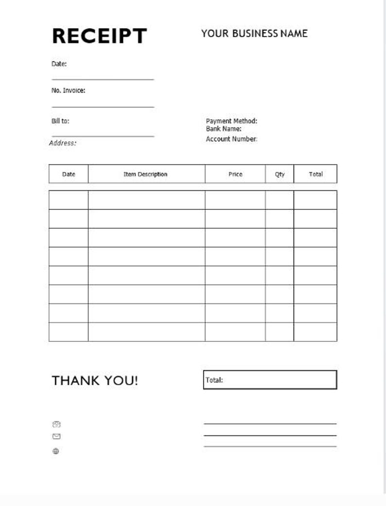 Business Invoice and Receipt Template - Etsy