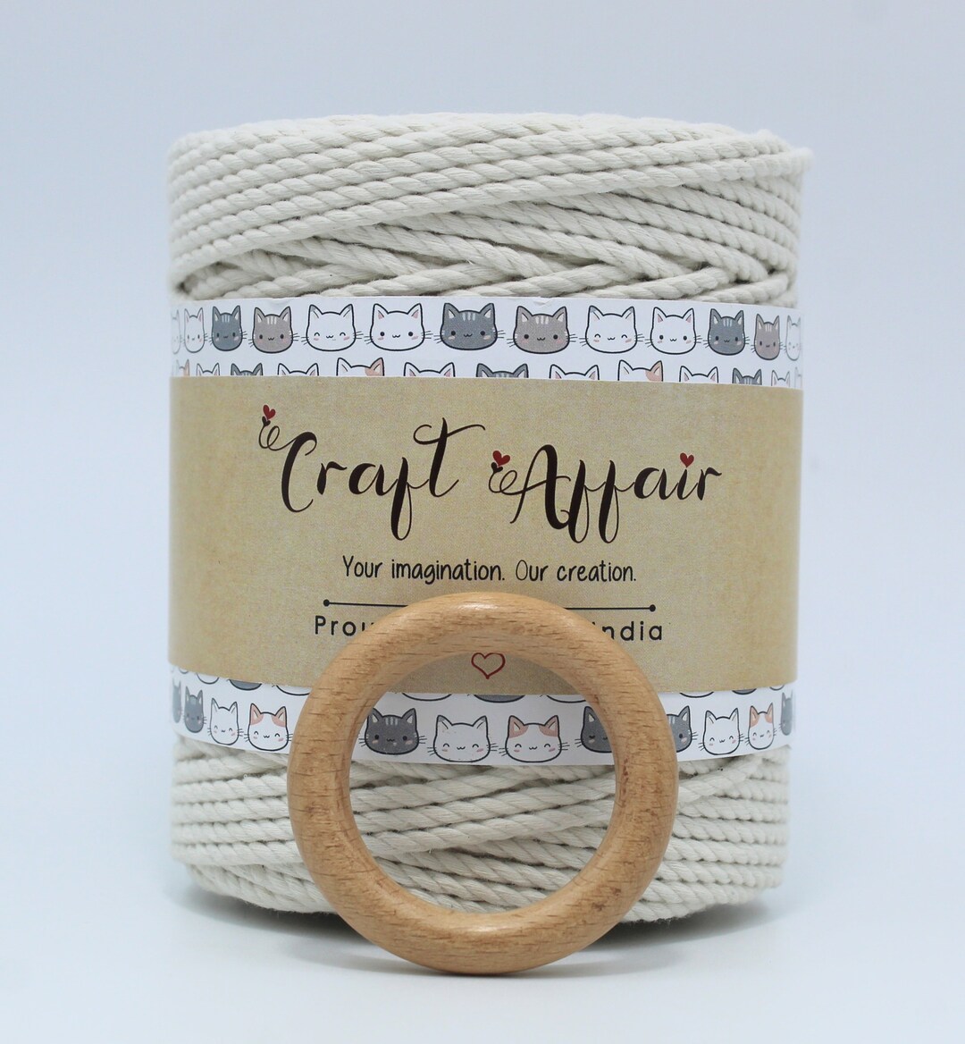 Off-white Cotton Macrame Cord 3mm FREE WOODEN RING 33 - Etsy