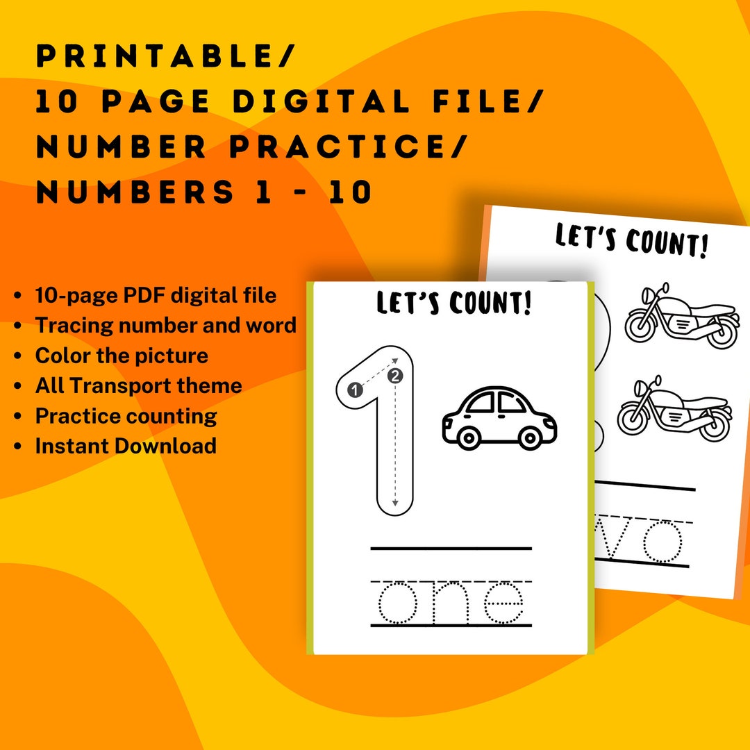 Let's Count Numbers 1 -10/ Practice Tracing Number and Word/ Coloring ...