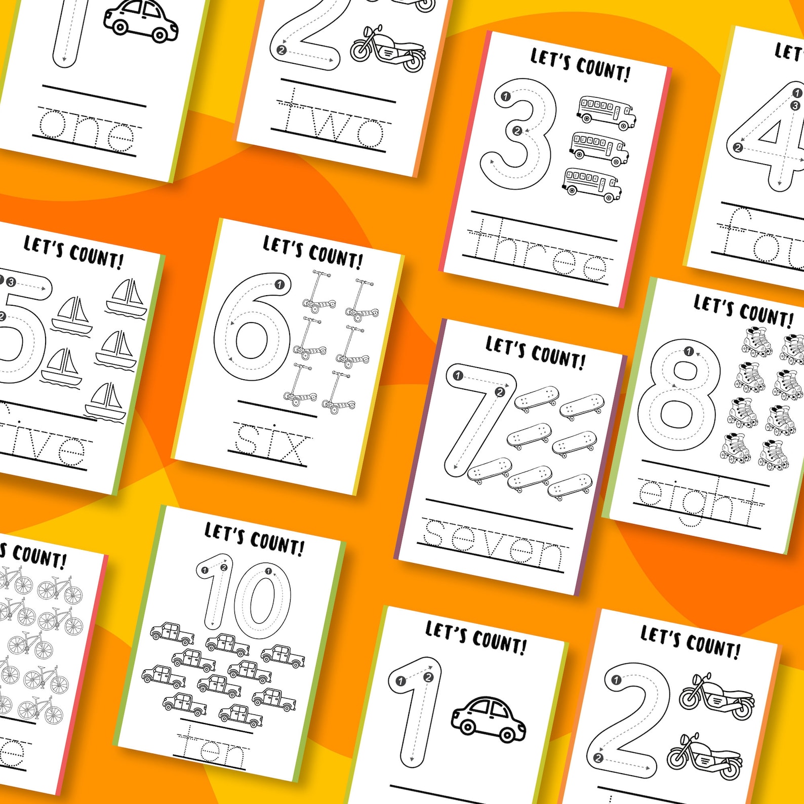 Let's Count Numbers 1 10/ Practice Tracing Number and Word/ Coloring ...
