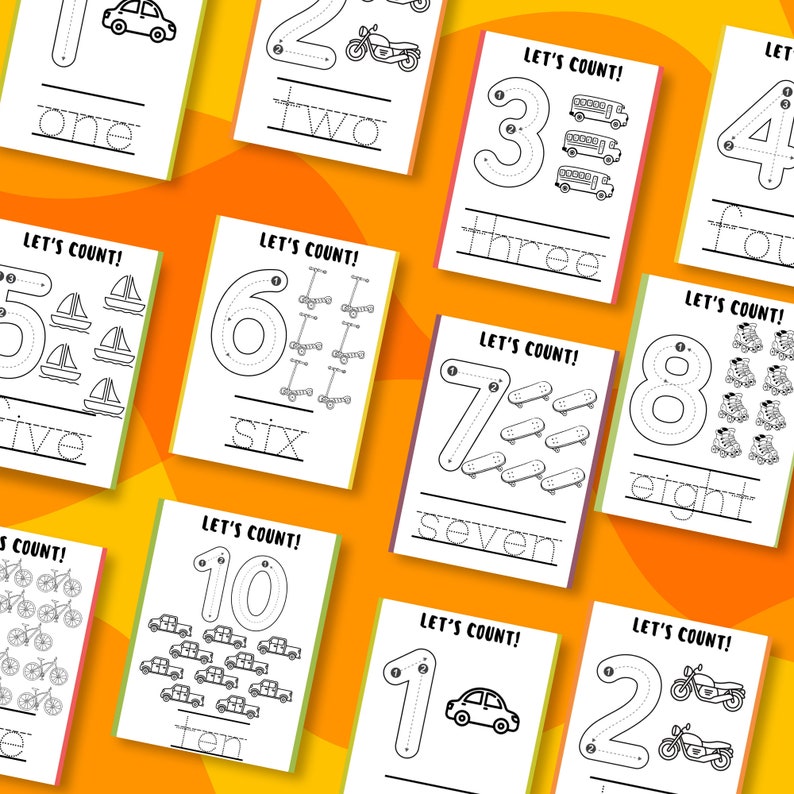 Let's Count Numbers 1 -10/ Practice Tracing Number and Word/ Coloring ...