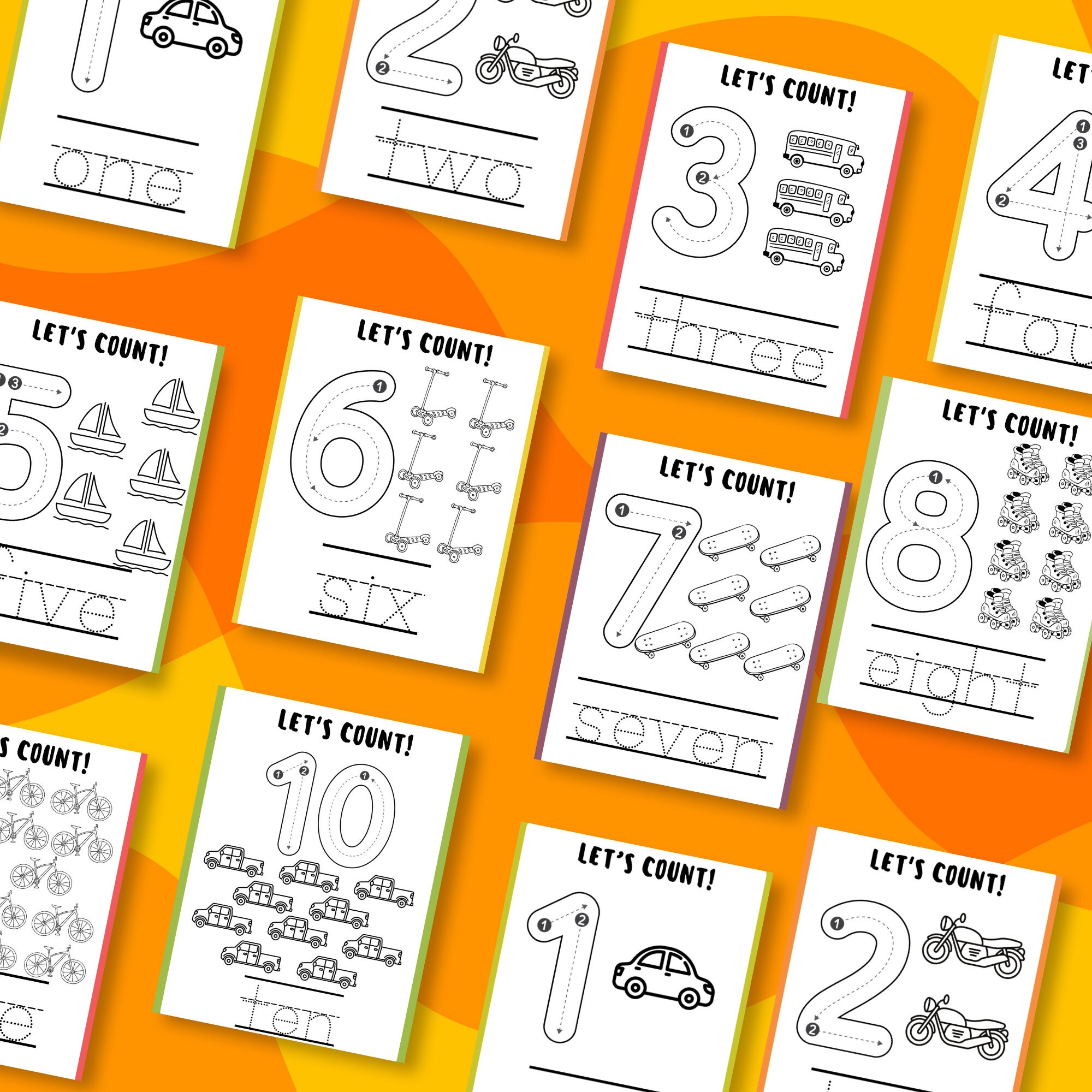 Let's Count Numbers 1 -10/ Practice Tracing Number and Word/ Coloring ...