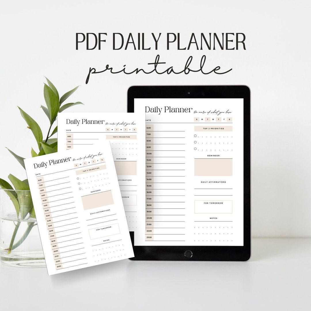 Neutral Daily Planner, Printable, Productivity Planner, Letter Size - Etsy