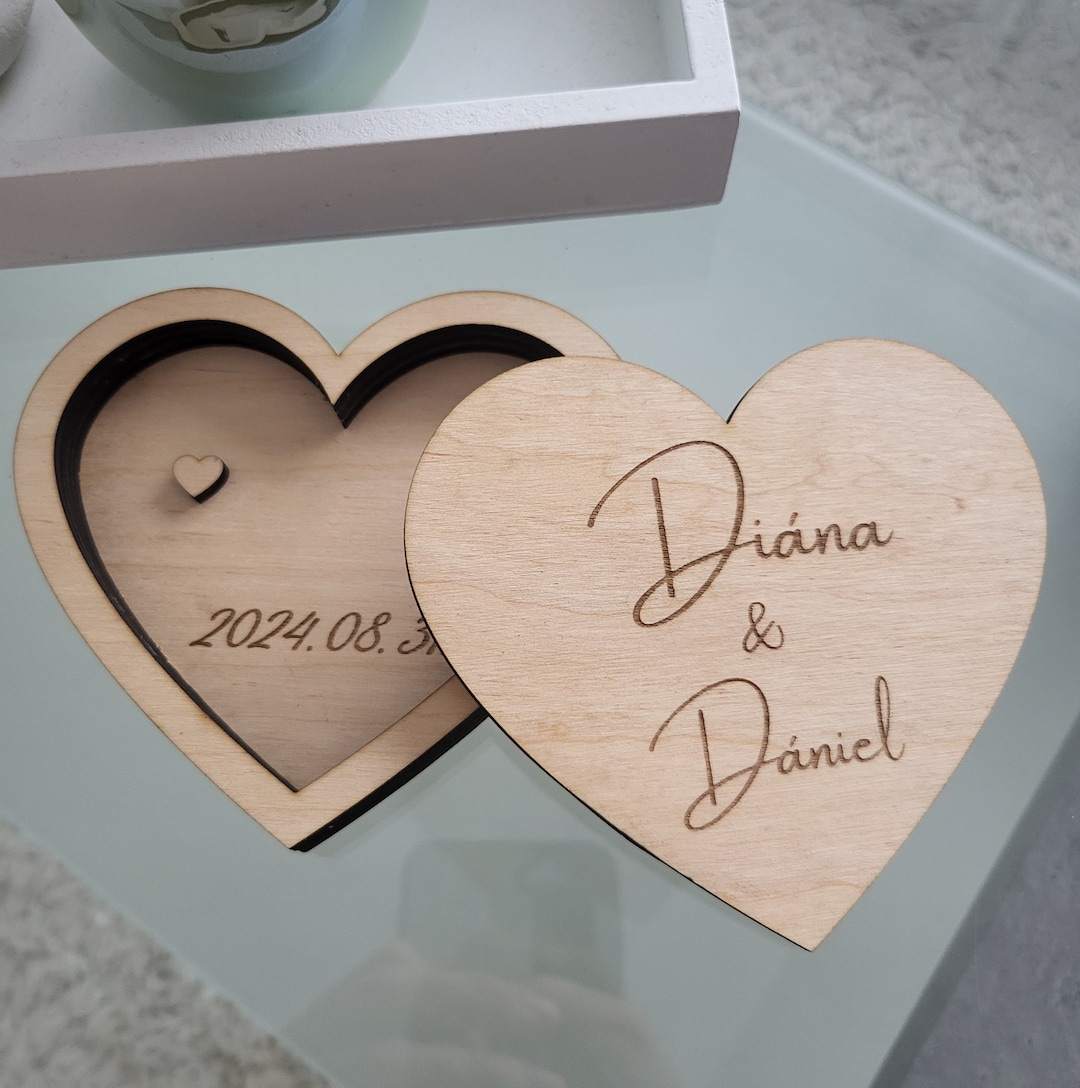 Wedding Heart Box for Rings, Laser Cut Files, SVG DXF AI, Cnc Pattern ...