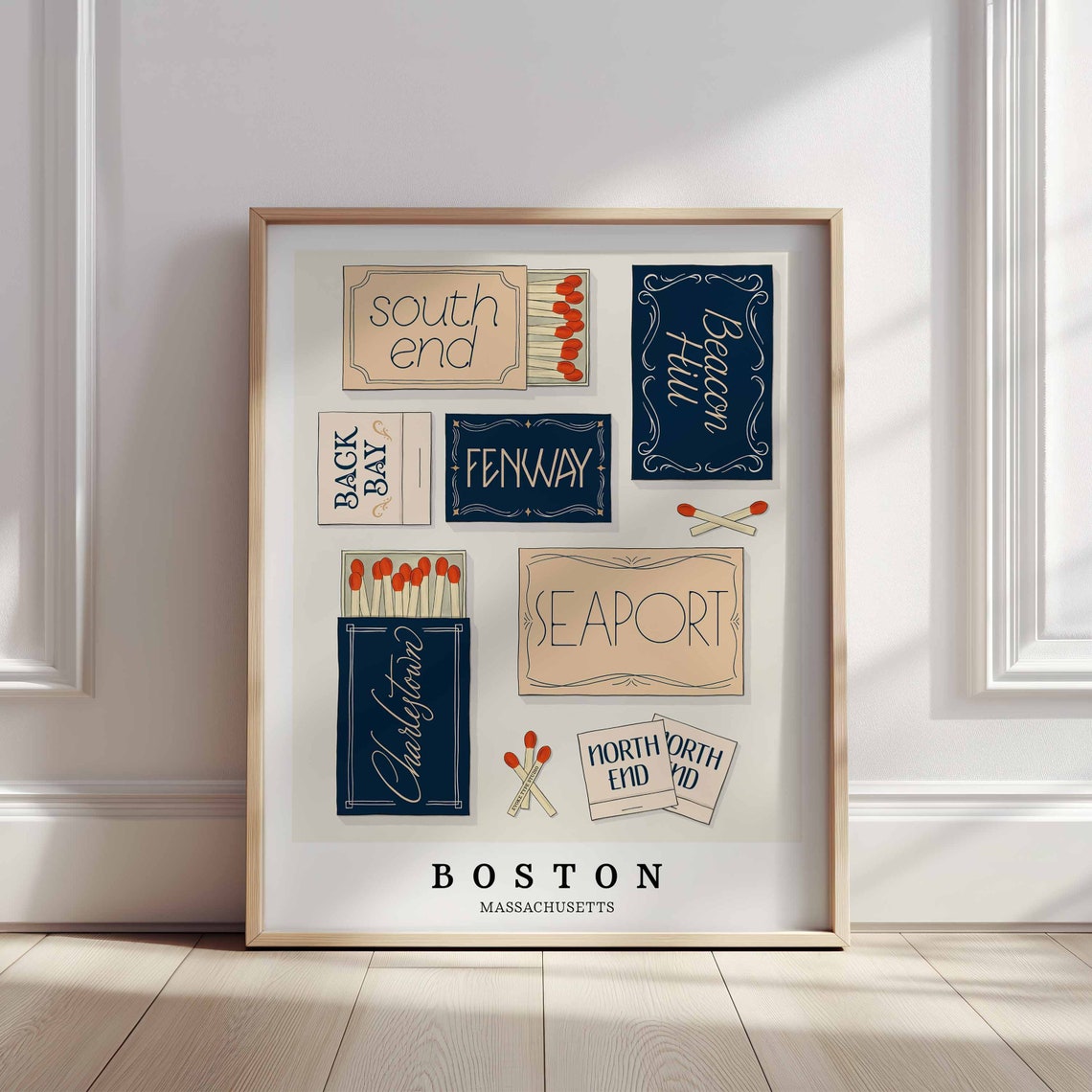 Boston Nautical Matchbox Art, Lettering Art of Boston Neighborhoods ...