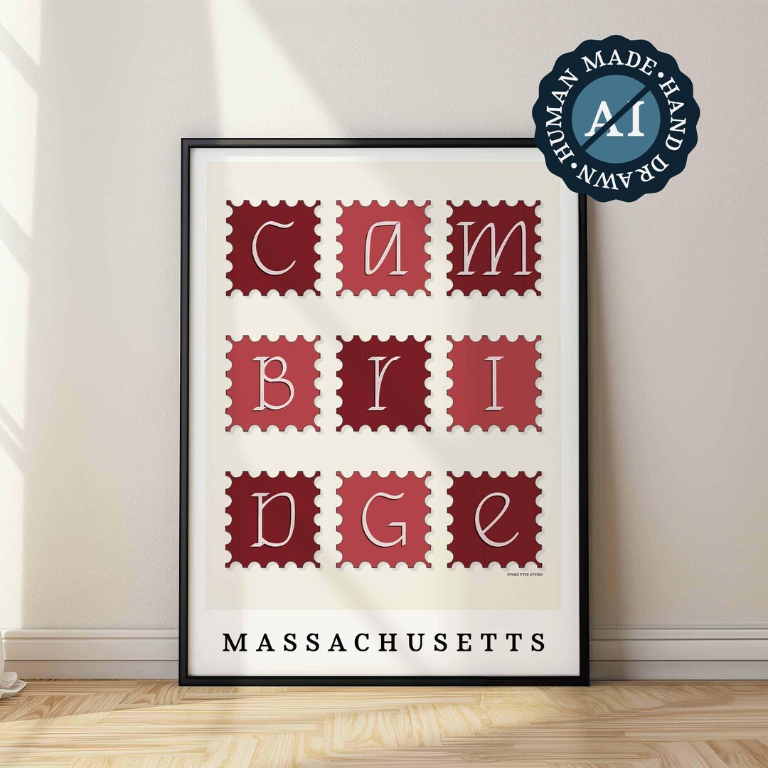 Cambridge Wall Art in Postage Stamp Style - Etsy