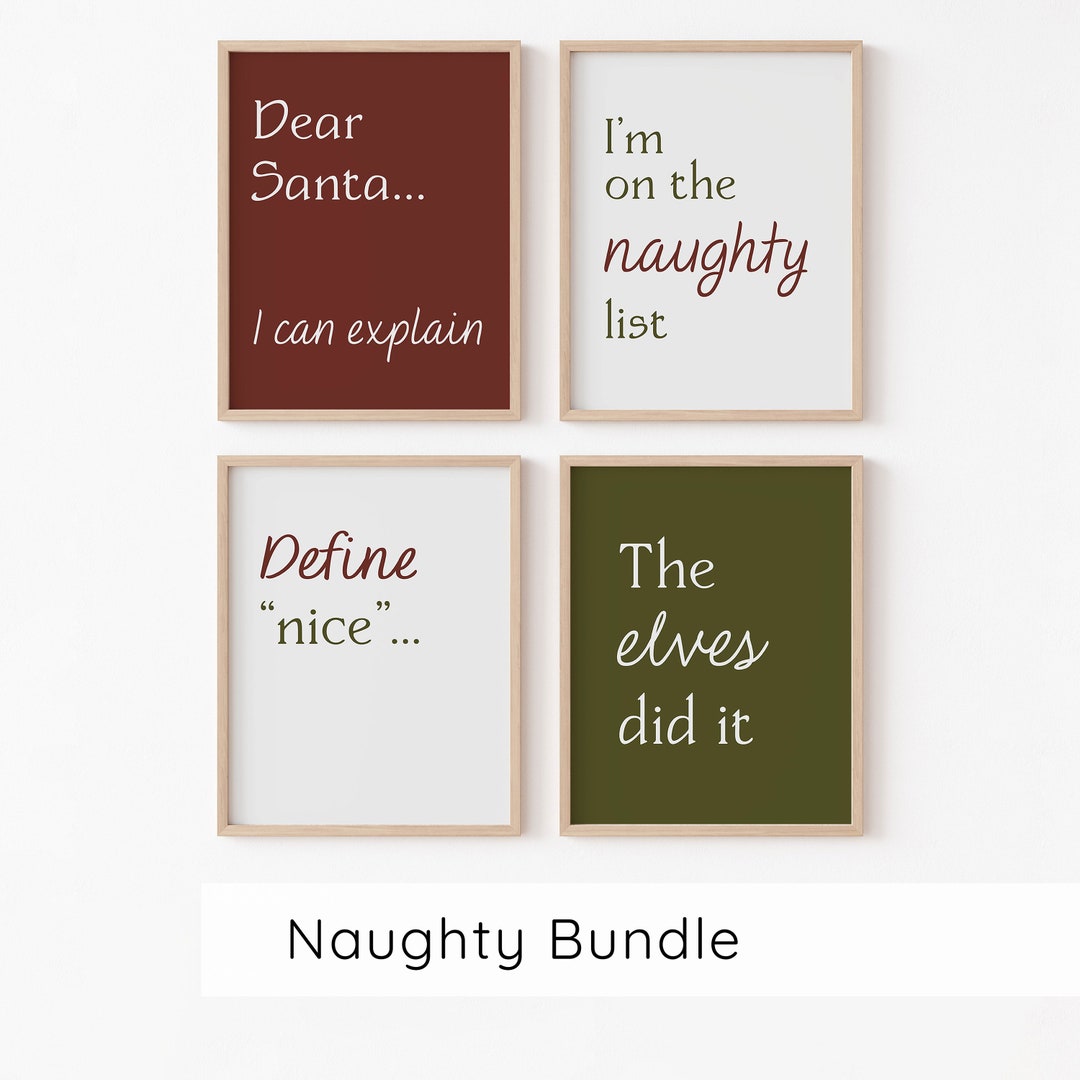Funny Christmas Prints, 4 Christmas Printables, Modern Holiday Wall Art ...