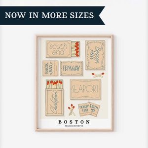 Boston Matchbox Art, Lettering Art of Boston Neighborhoods, Unframed ...