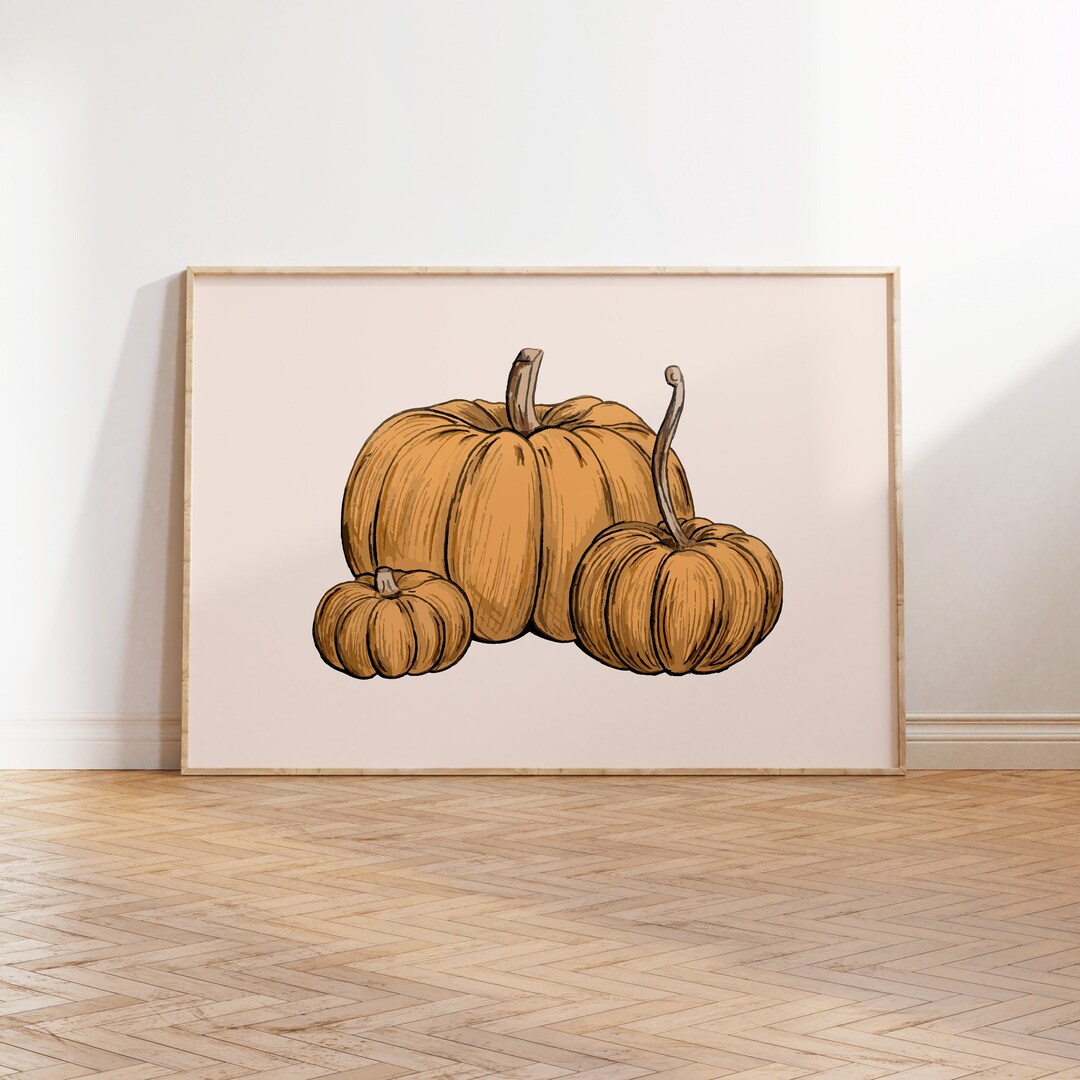 Pumpkin Digital Print Thanksgiving Printable Wall Art Fall Autumn Décor ...