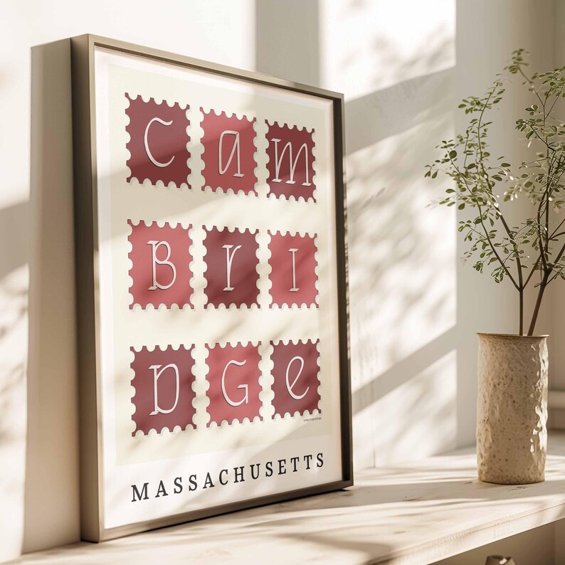 Cambridge Wall Art in Postage Stamp Style - Etsy