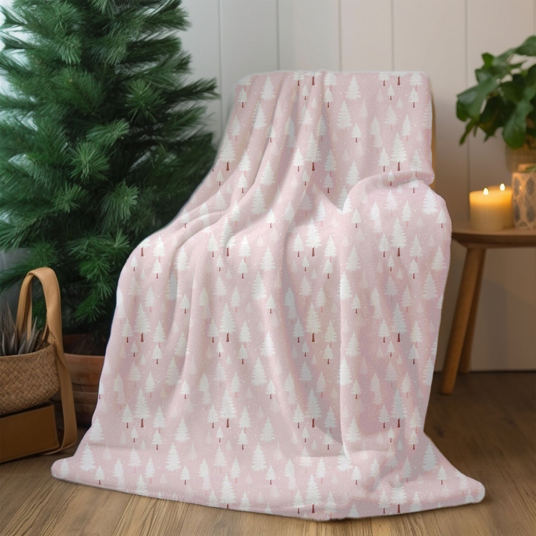 Pink Christmas Tree Blanket, Pink Christmas Throw, Gift for Little Girl ...