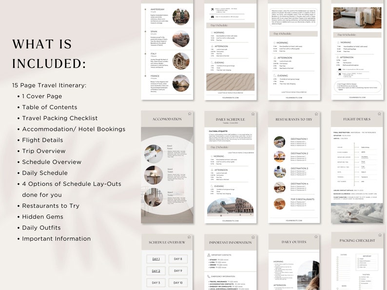 Business Travel Itinerary Template Canva, Aesthetic Minimal and ...