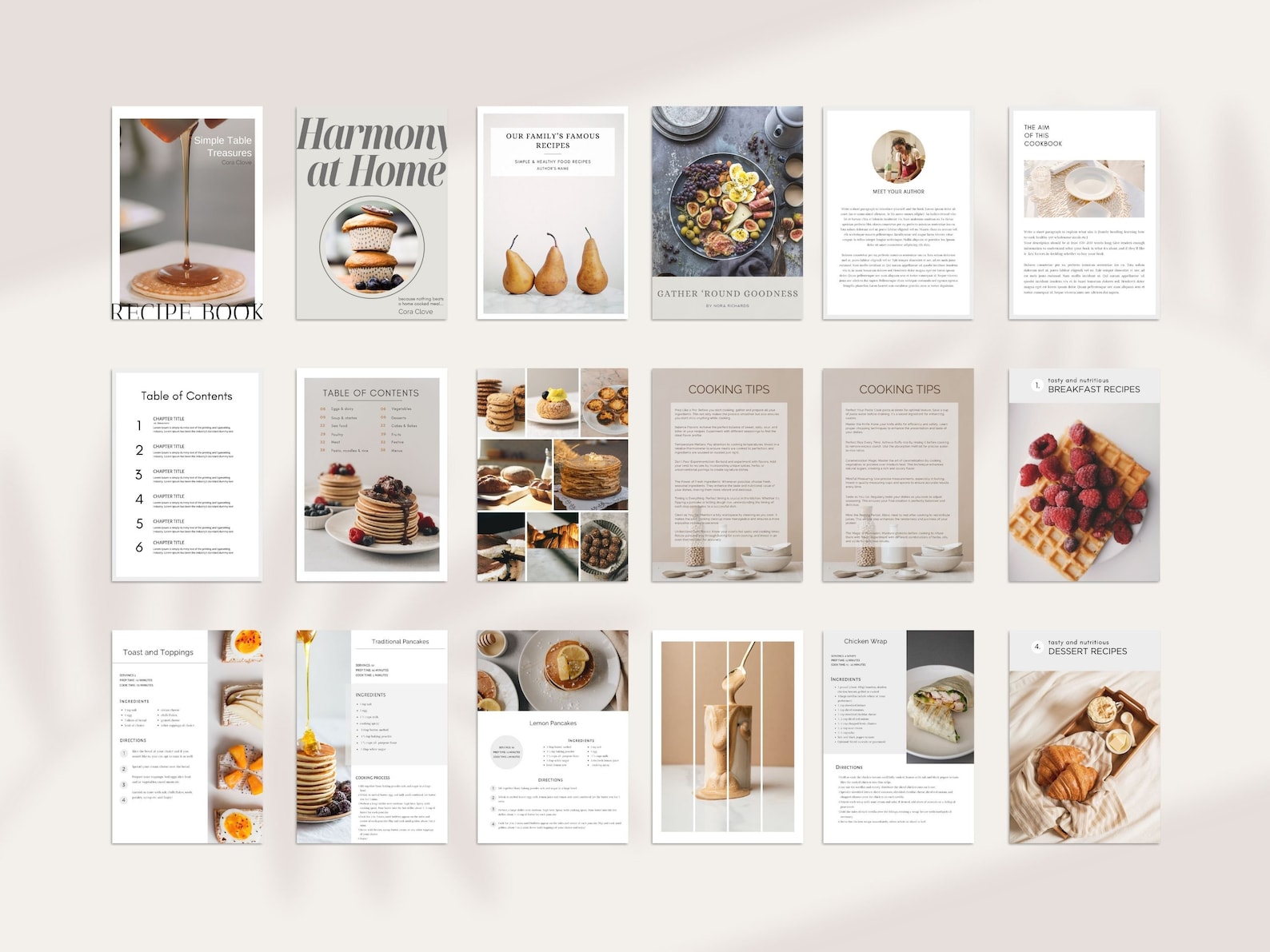 Modern Recipe Book Template, Canva Cookbook Template, Editable Recipe ...