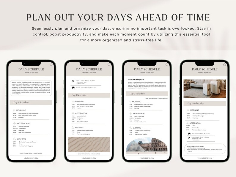 Business Travel Itinerary Template Canva, Aesthetic Minimal and ...