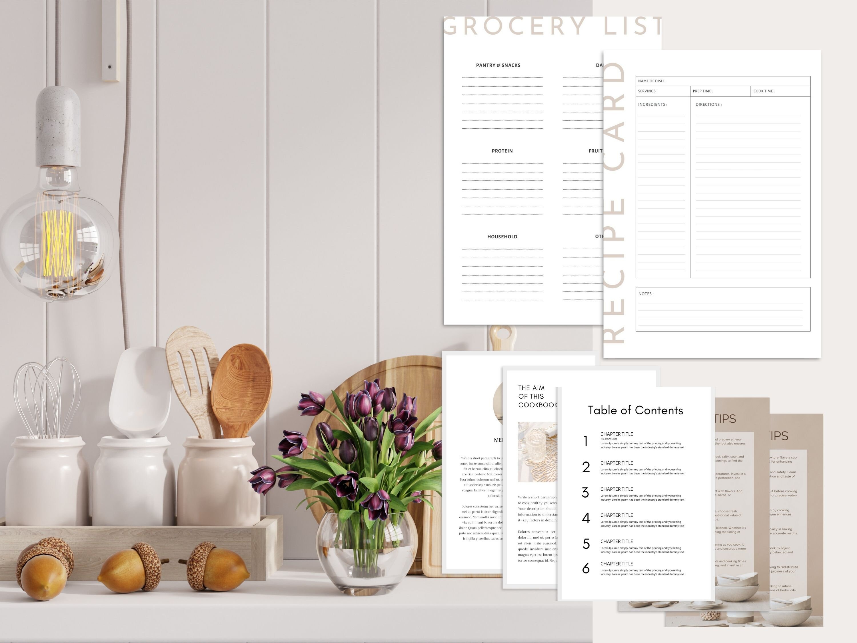 Modern Recipe Book Template, Canva Cookbook Template, Editable Recipe ...