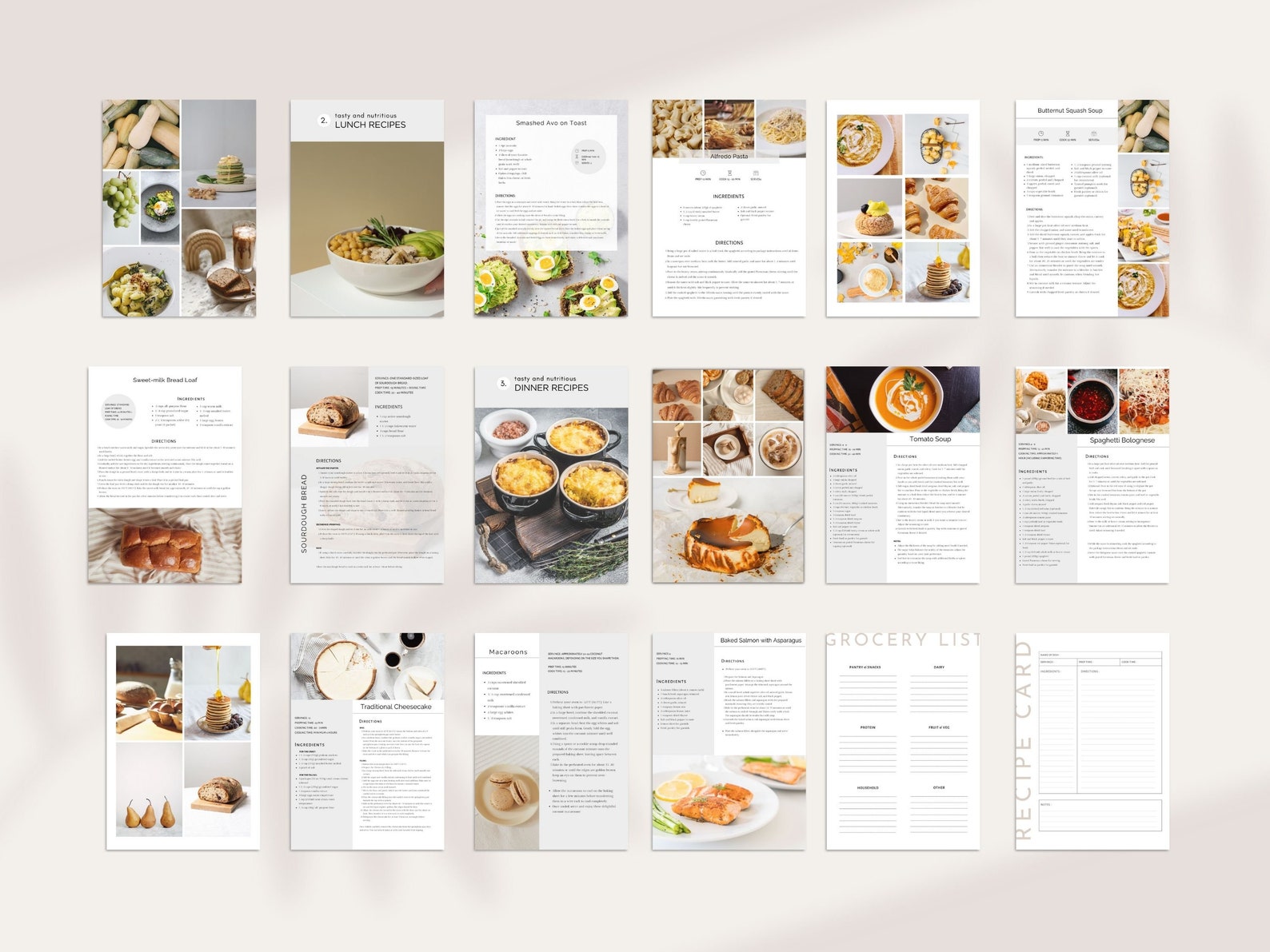 Modern Recipe Book Template, Canva Cookbook Template, Editable Recipe ...