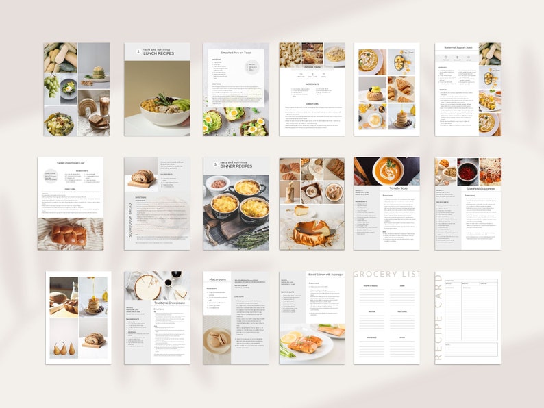 Modern Recipe Book Template, Canva Cookbook Template, Editable Recipe ...