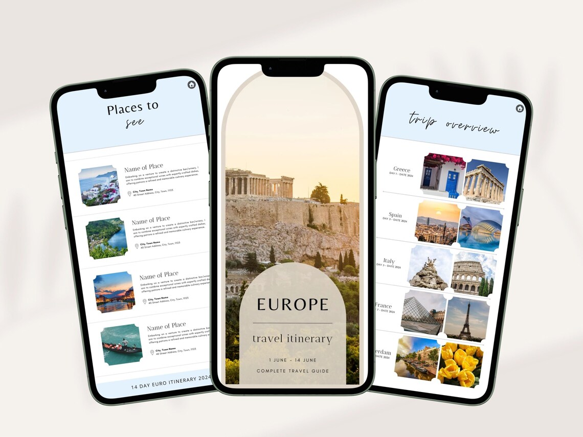 Editable Travel Itinerary Template Europe Travel Schedule Planner ...