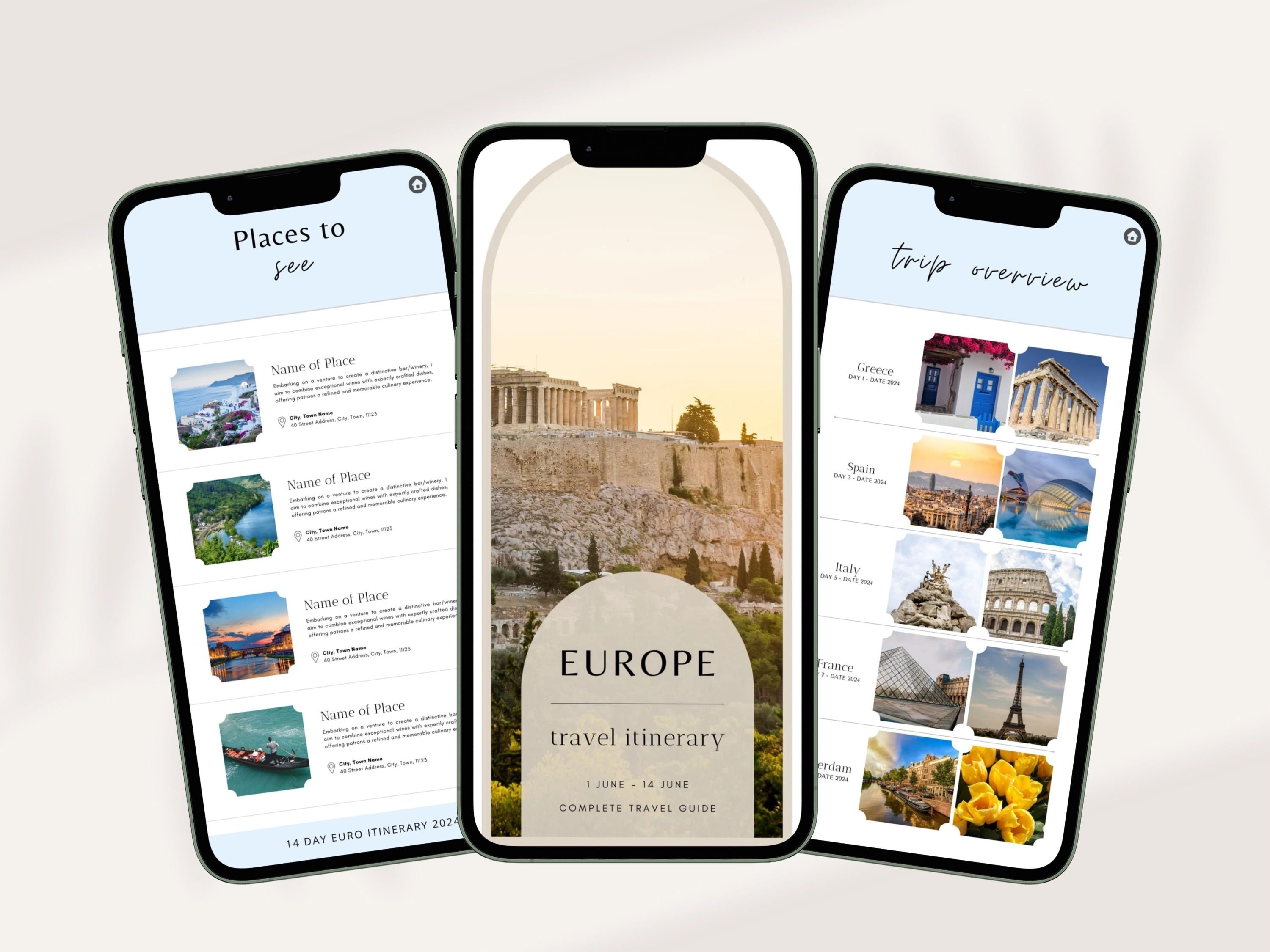 Editable Travel Itinerary Template Europe Travel Schedule Planner ...