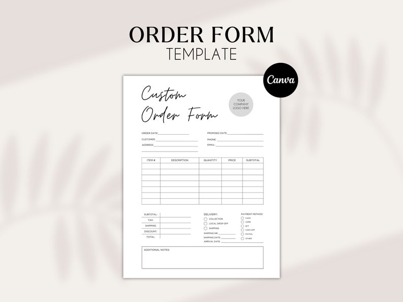 Custom Order Form Template Order Forms Template Editable - Etsy
