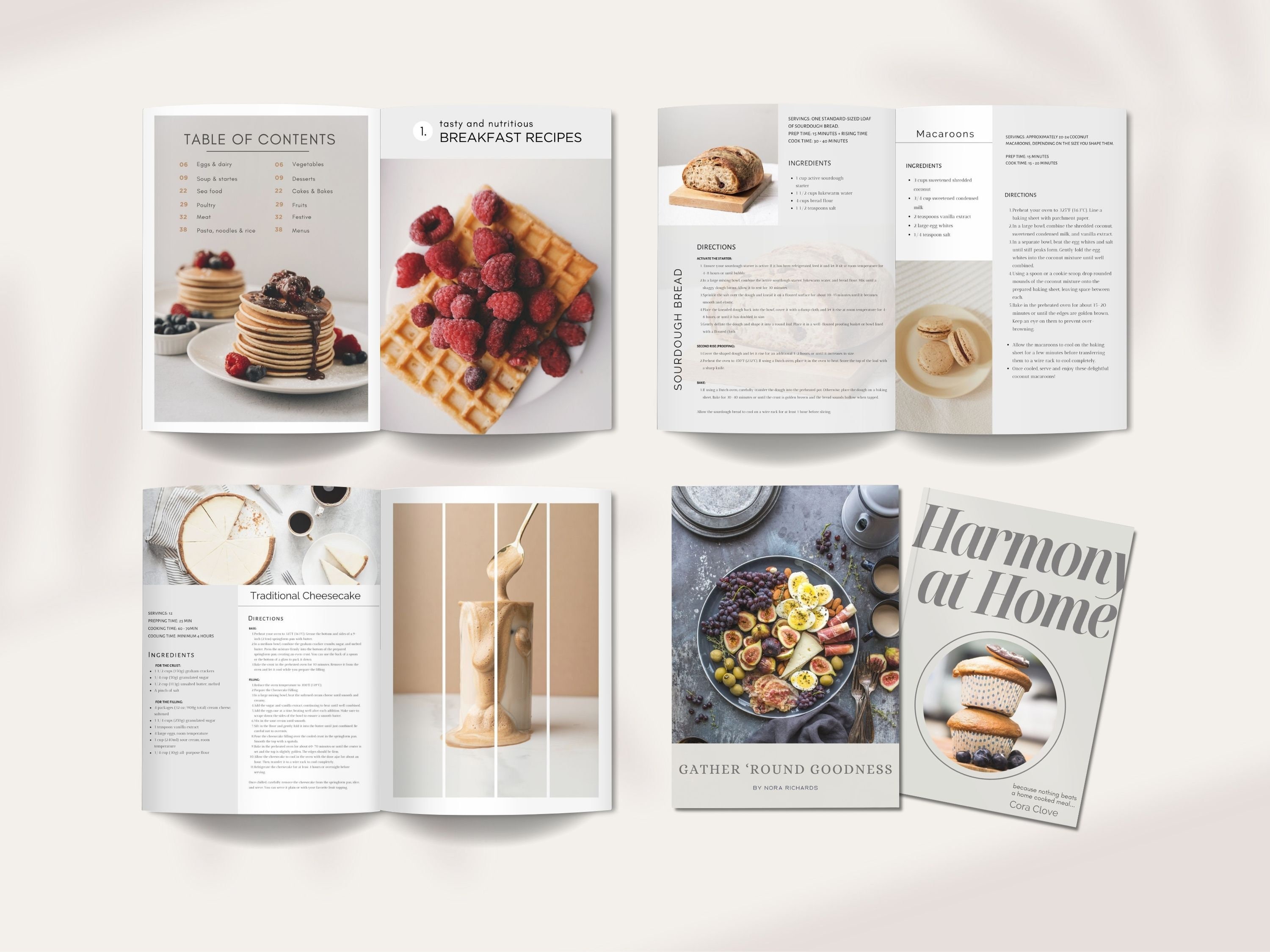 Modern Recipe Book Template, Canva Cookbook Template, Editable Recipe ...