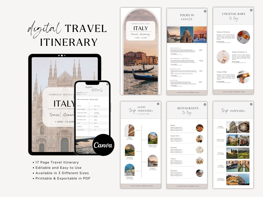 Travel Itinerary Template Travel Planner Guide Trip Itinerary Travel ...