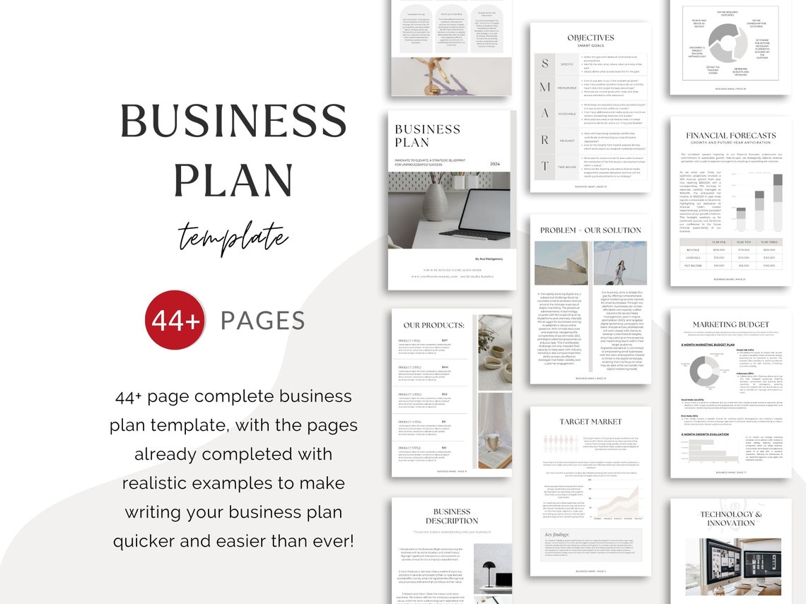 Small Business Plan Printable Modern Grey Startup Business Workbook ...