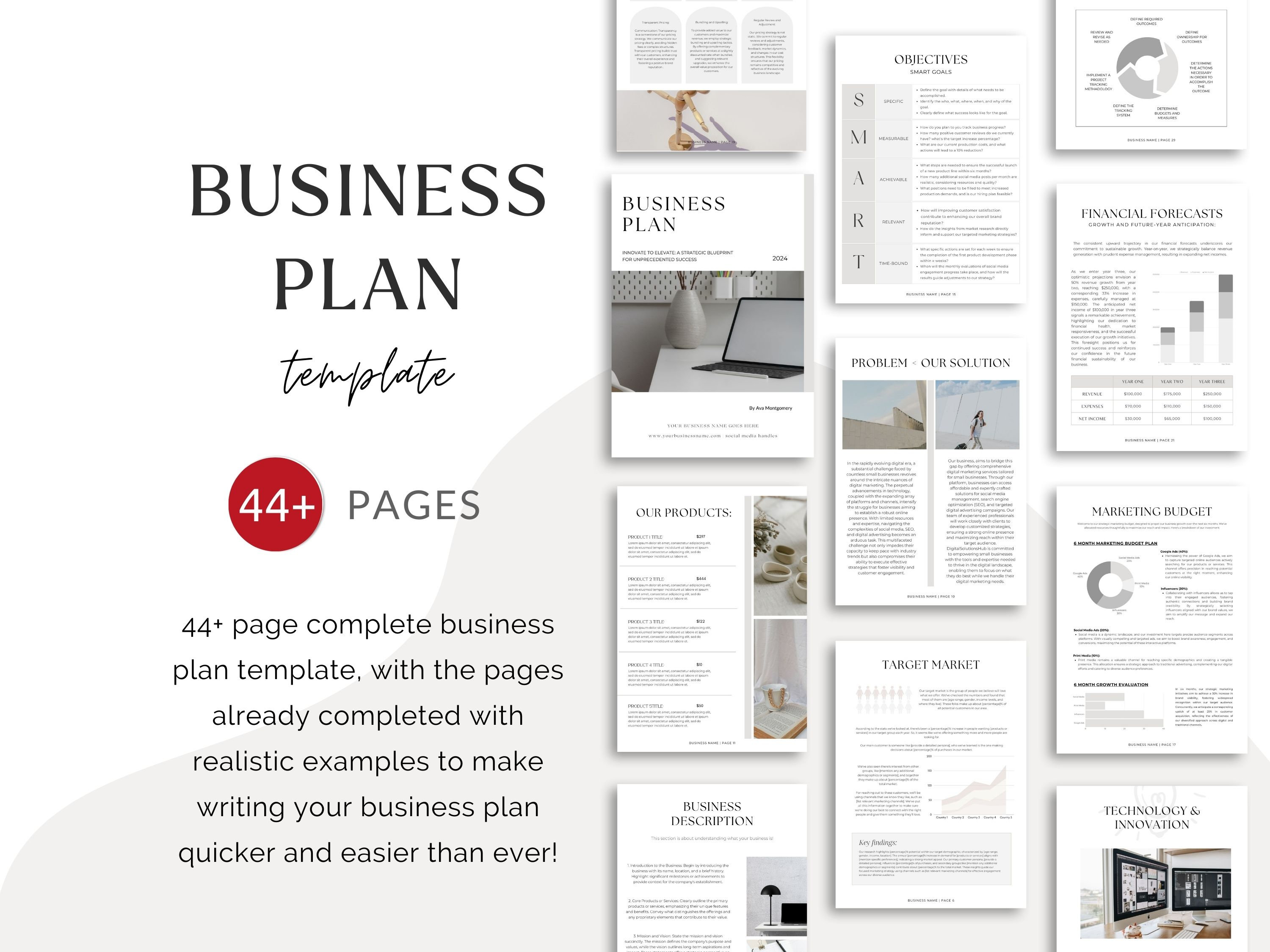 Small Business Plan Printable Modern Grey Startup Business Workbook ...