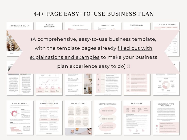 Printable Business Plan Outline | Pink Small Online Business Plan ...
