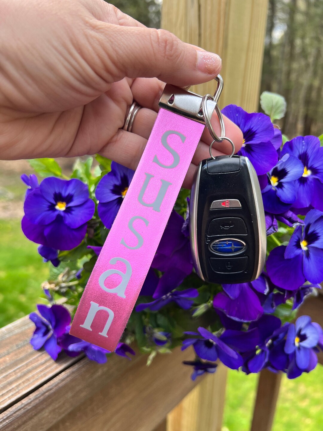Pink Key Fob Keychain Wristlet, Personalized & Handmade, Perfect Gift ...