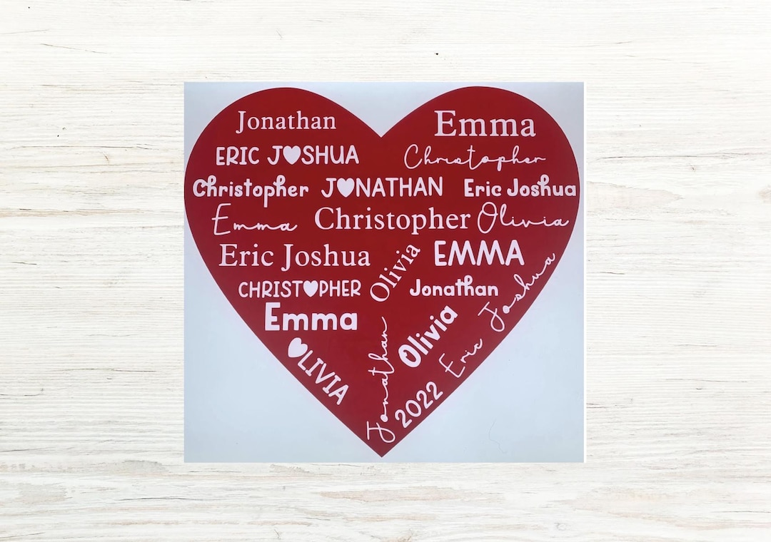 Personalized Red Heart Name Decal: Iron-on HTV Transfer - Etsy