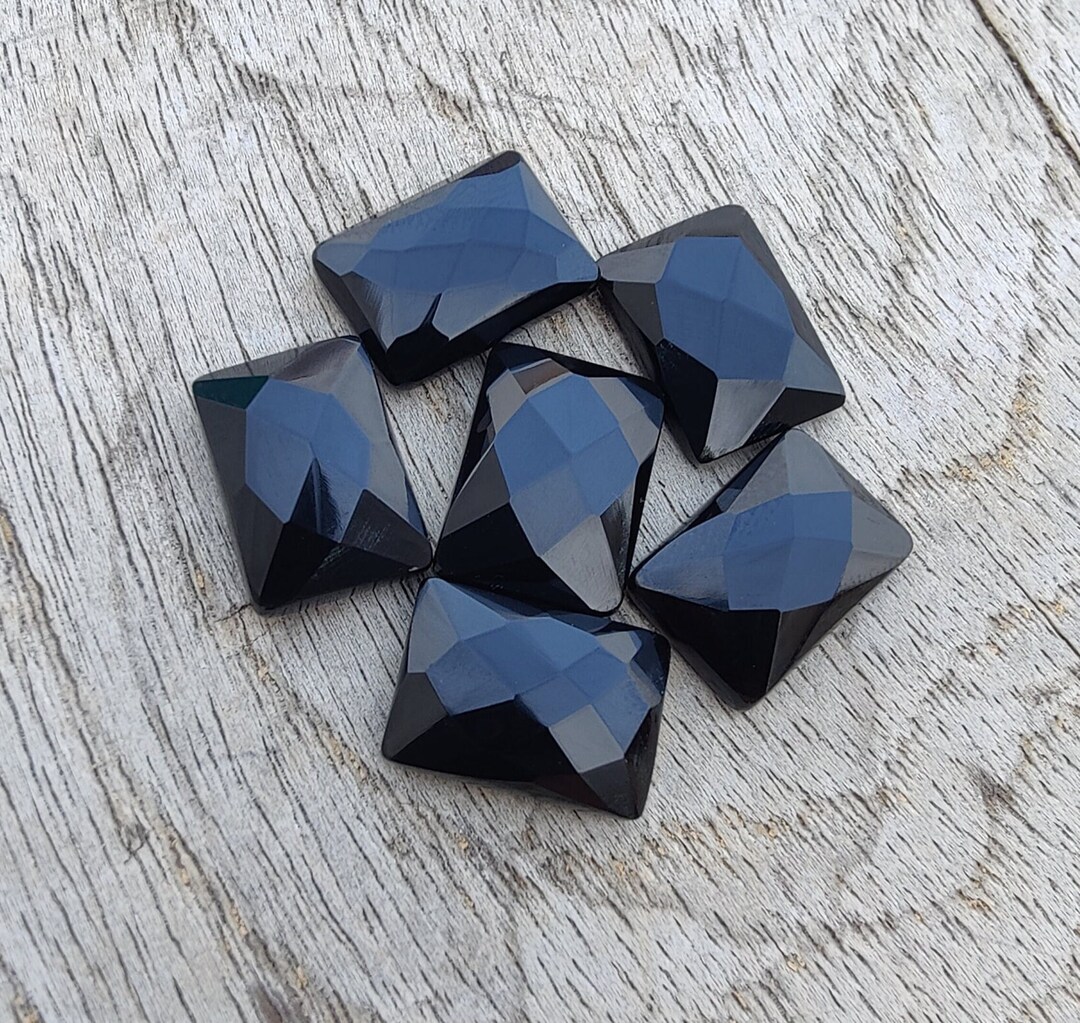 Natural Black Onyx : Rectangle Shape Checker Cut, Flat Back AAA+ ...