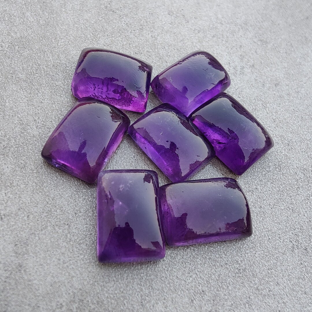 Natural Amethyst Rectangle Shape Cabochon Flat Back: AAA+ Quality ...
