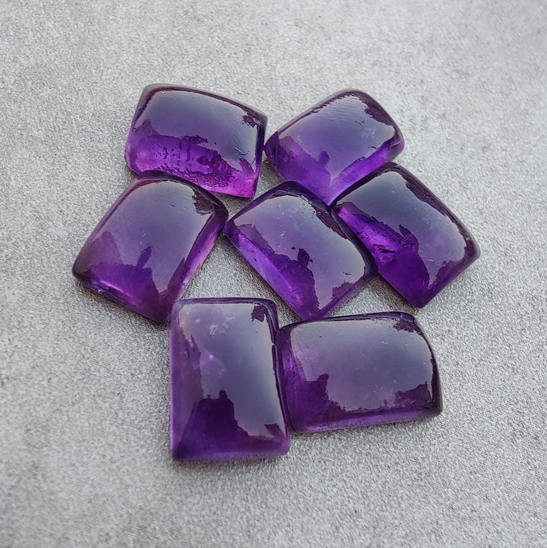 Natural Amethyst Rectangle Shape Cabochon Flat Back: AAA+ Quality ...