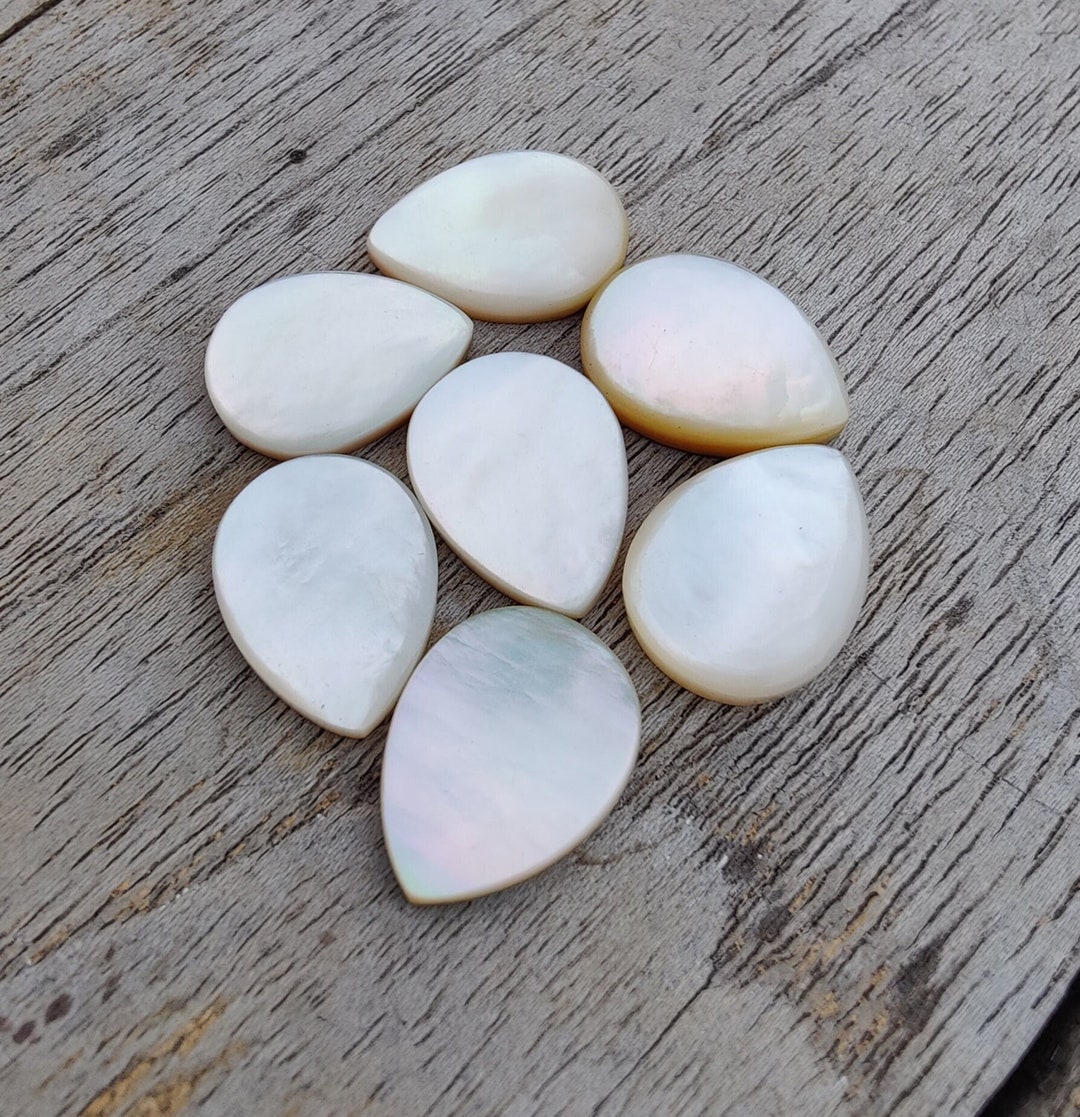 Natural Mother of Pearl Pear Shape Cabochon Flat Back Calibrated ...