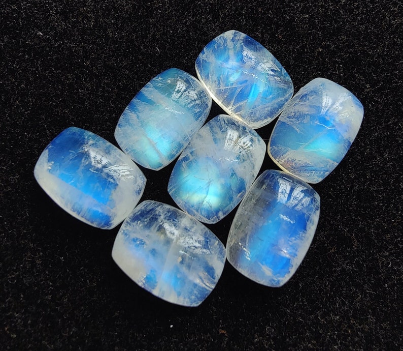 AAA+ Rainbow Moonstone Cabochon: Rectangle Cushion Calibrated Wholesale ...
