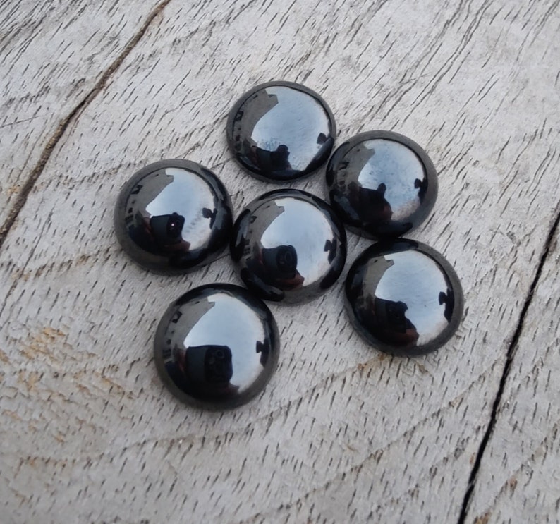 AAA+ Natural Hematite Cabochon: Round Flat Back Calibrated Gemstone - Etsy