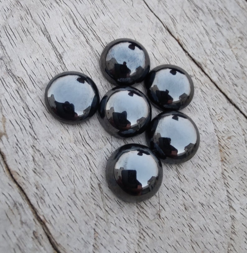 AAA+ Natural Hematite Cabochon: Round Flat Back Calibrated Gemstone - Etsy