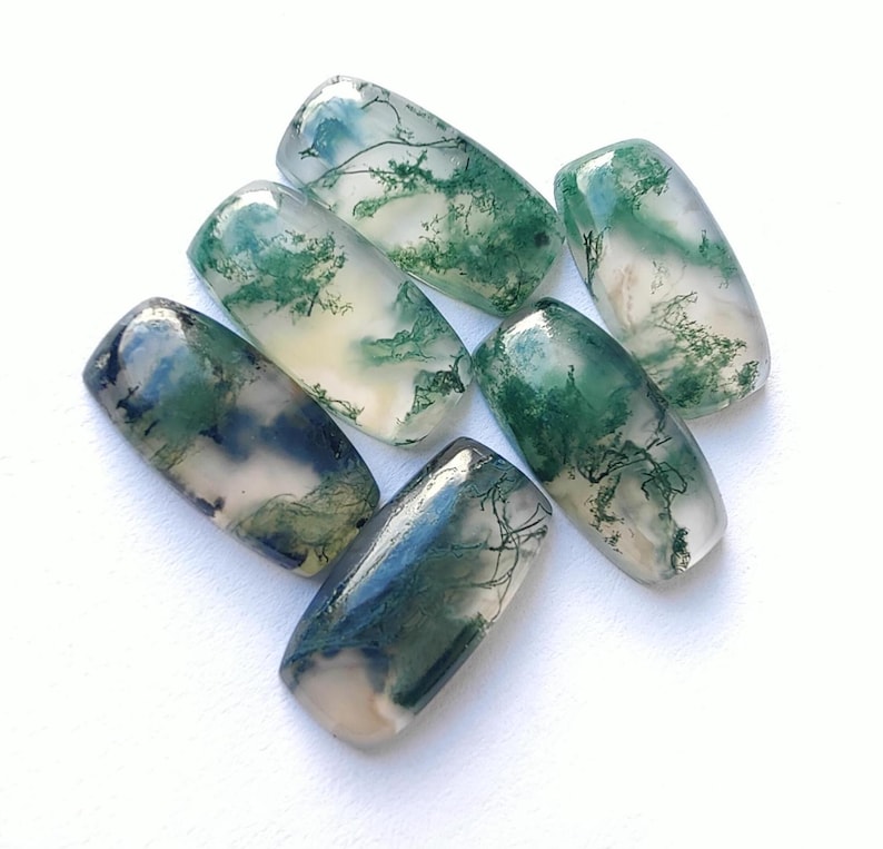 Natural Moss Agate Cabochon: AAA+ Quality Cushion Calibrated Gemstone ...
