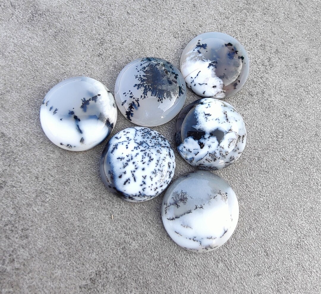 AAA+ Dendritic Agate Cabochon: Round Flat Back Calibrated Gemstones - Etsy