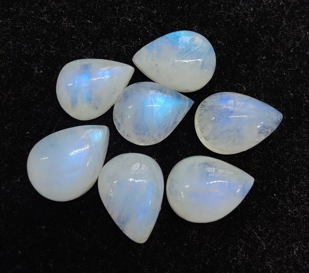 AAA+ Rainbow Moonstone Cabochon: Teardrop Pear Shape Calibrated ...