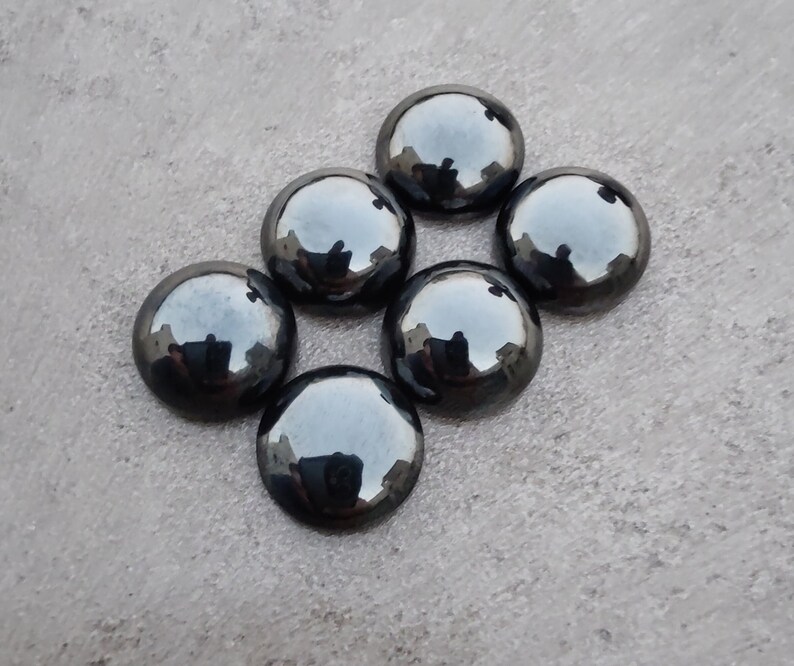 AAA+ Natural Hematite Cabochon: Round Flat Back Calibrated Gemstone - Etsy