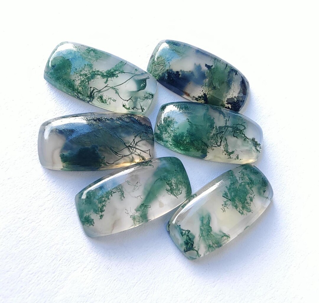 Natural Moss Agate Cabochon: AAA+ Quality Cushion Calibrated Gemstone ...