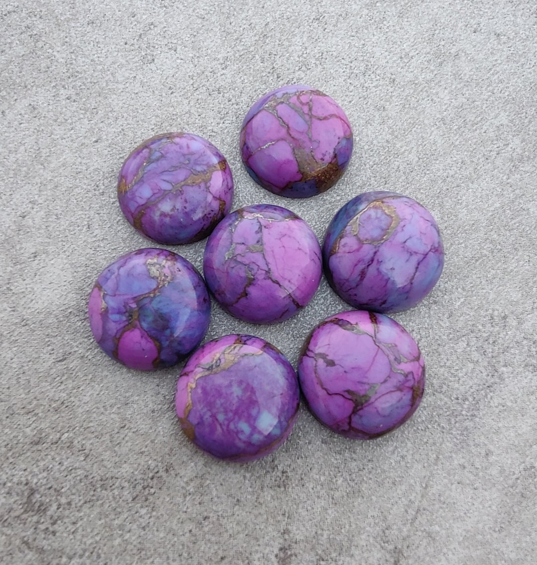 Purple Copper Turquoise Cabochon: Round Flat Back Gemstone - Etsy