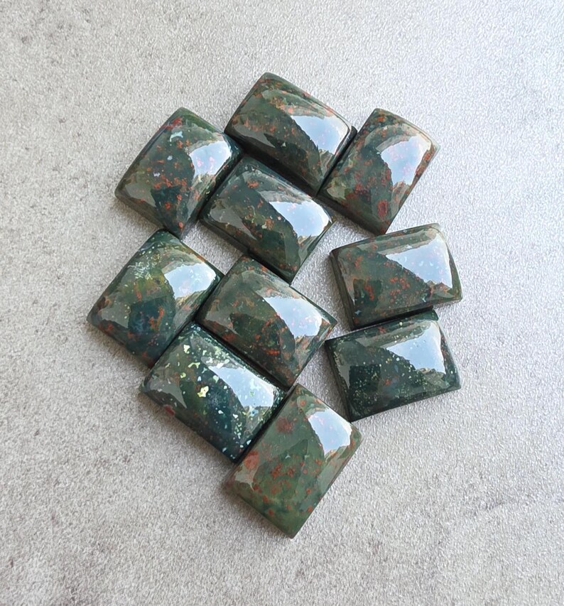 AAA+ Natural Bloodstone Cabochon: Rectangle Shape Flat Back Calibrated ...