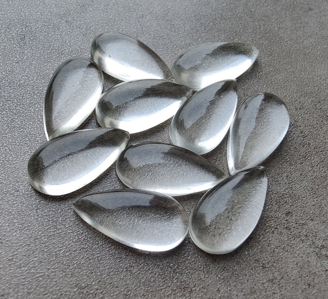 Natural Crystal Quartz Big Pear Shape Cabochon Flat Back Calibrated ...