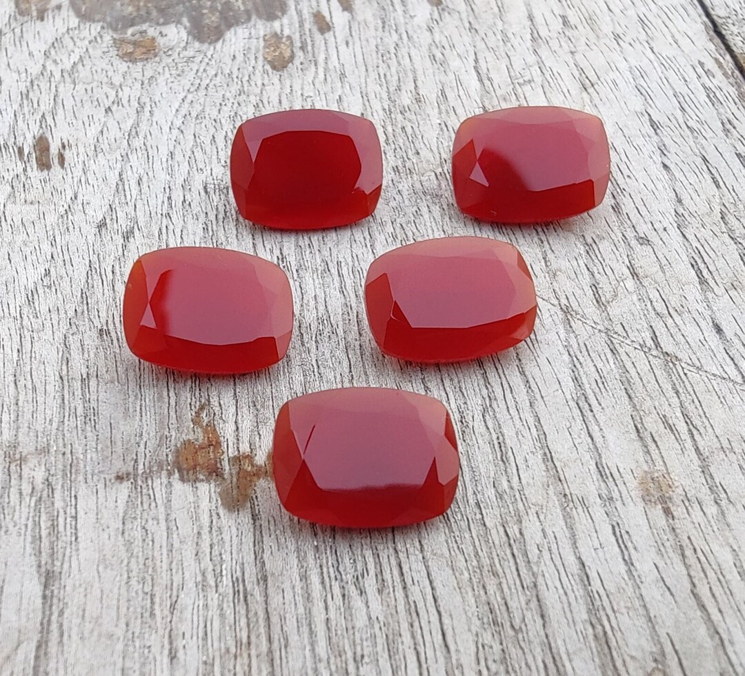 AAA+ Red Onyx Gemstones: Rectangle Cushion Faceted Cut Calibrated ...