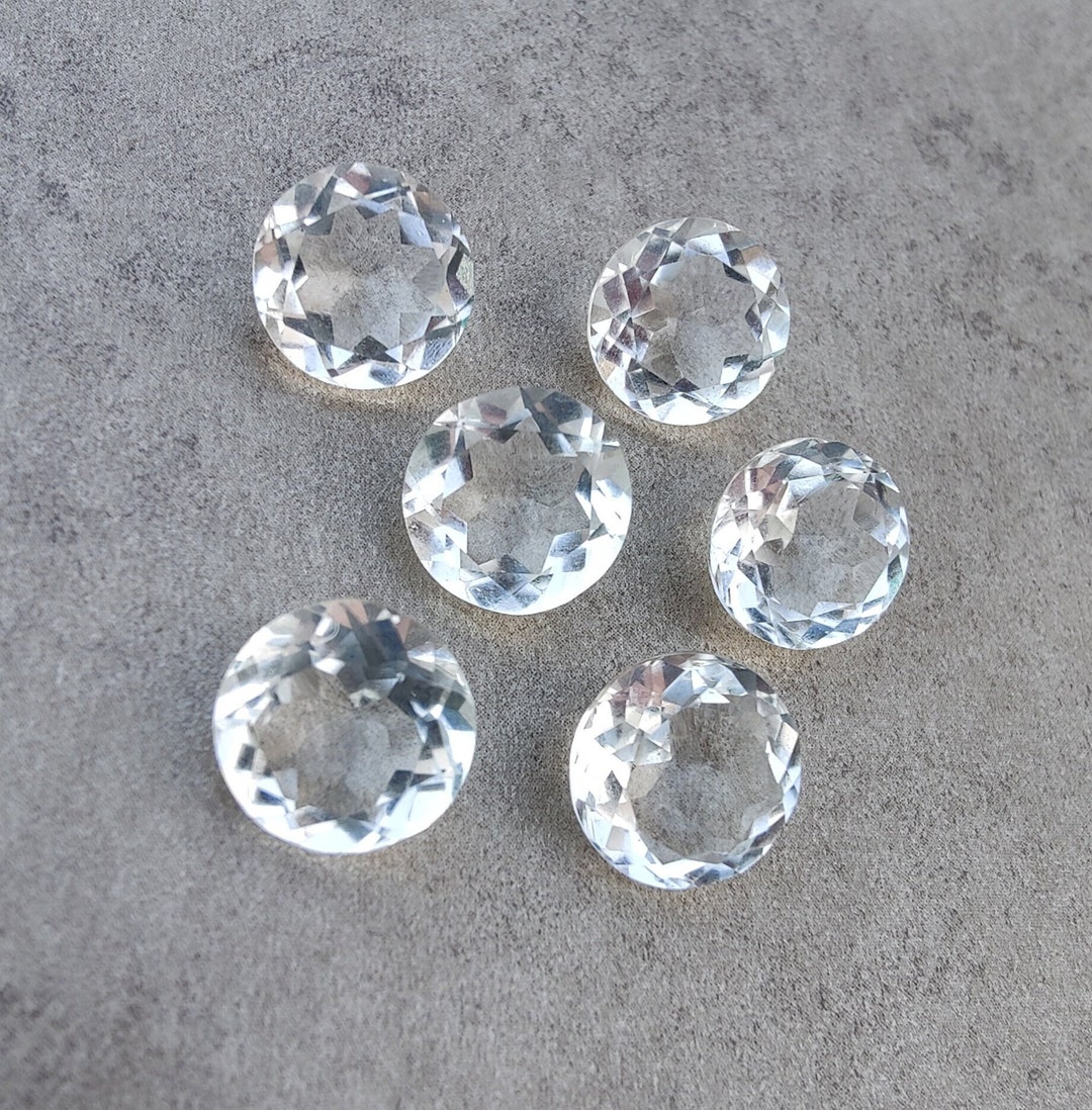 AAA+ Crystal Quartz : Round Shape Faceted Cut, Calibrated Gemstone - Etsy