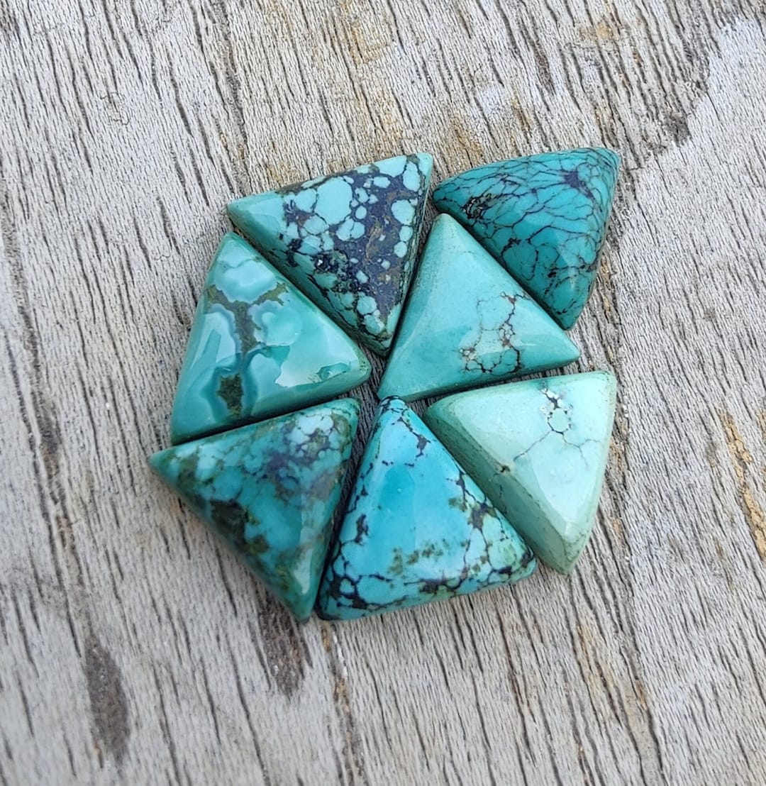 Natural Tibetan Turquoise Triangle Cabochon: AAA+ Quality Gemstone - Etsy